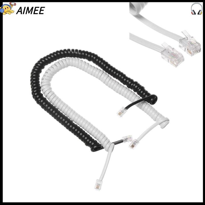 AIMEE White Spiral Coiled Copper Telephone Cord Handset Line Connector ...
