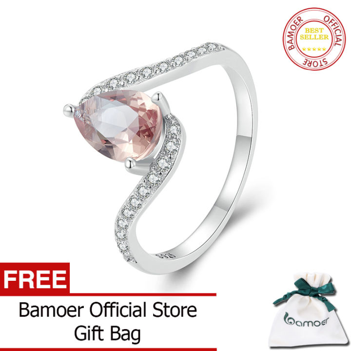 BAMOER 925 Sterling Silver Color Changeable Heart Stone Finger Ring ...