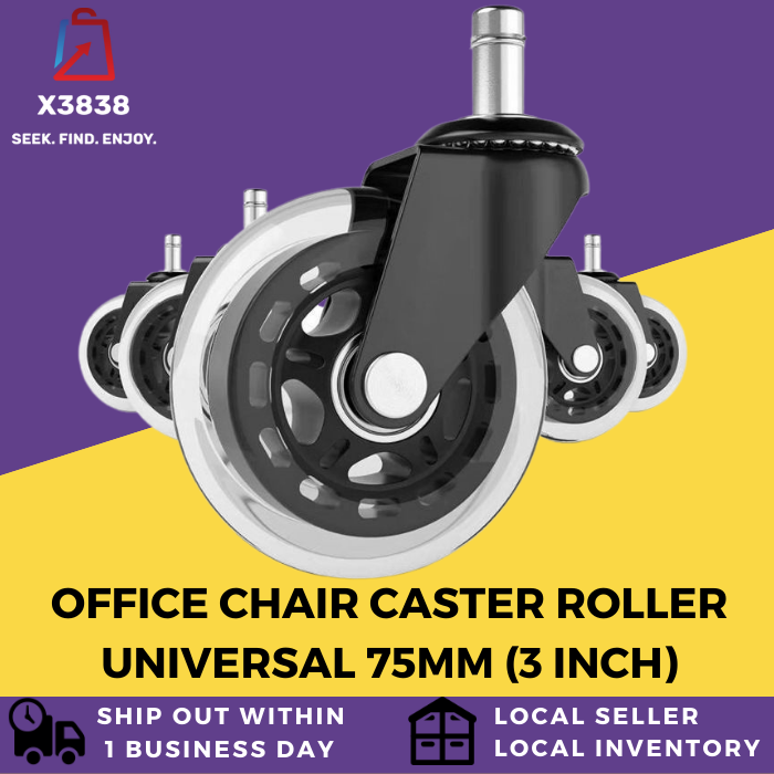Heavy Duty Office Chair Caster Roller Replacement 3 inch Wheel Swivels ...
