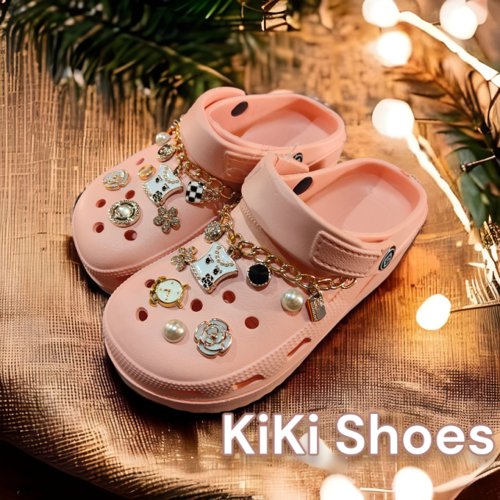 KiKi Shoes - รองเท้าแตะ หัวโต เสริมส้น พื้นสูง สไตล์ คร็อก งานเพชรวิบ ...