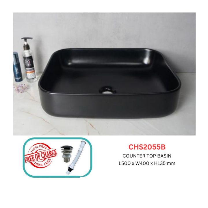 CHS2055B SLIM EDGE ABOVE COUNTER SQUARE CERAMIC ART BATHROOM WASH BASIN ...