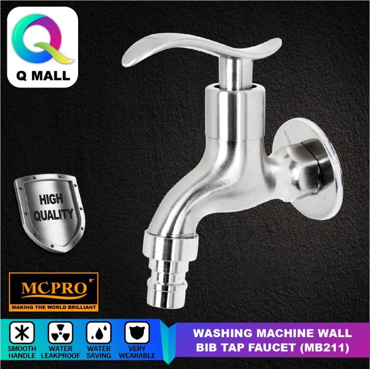 MCPRO Satin Finish Wall BATHROOM Faucet Washing Machine Wall Water Bib ...