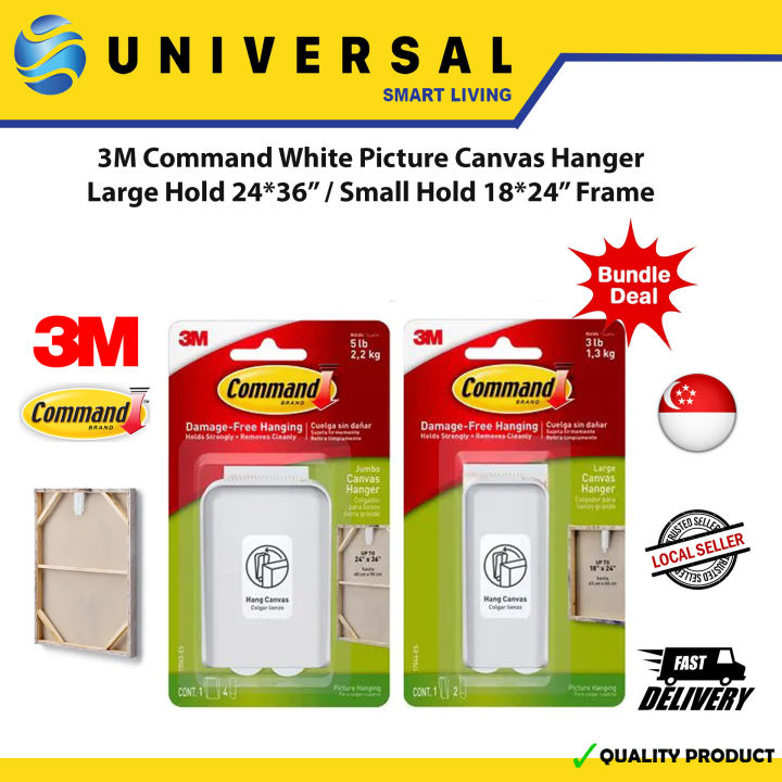 [SG SHOP SELLER] 3M Command White Picture Canvas Hanger Large 24*36 ...