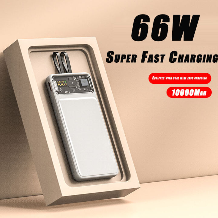 66W PD Super Fast Charge 10000mAh Powerbank with 4 Cable Mini Power ...