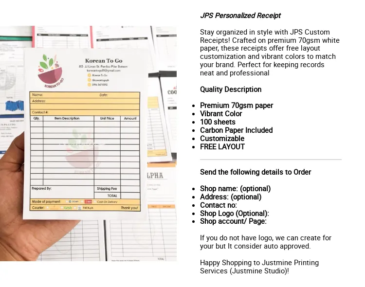 Personalized Receipt (100 sheets) | Lazada PH