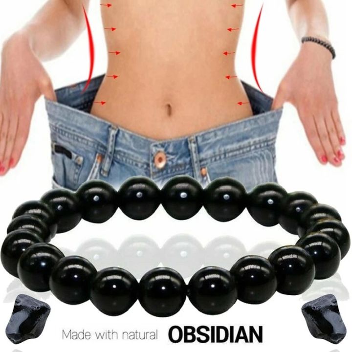 Natural Obsidian Stone Bracelet Black Beads Bracelets Promote Blood ...