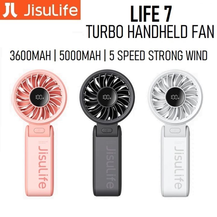 JISULIFE Handheld Mini Fan Life 7 Rechargeable Mini Portable Pocket Fan ...