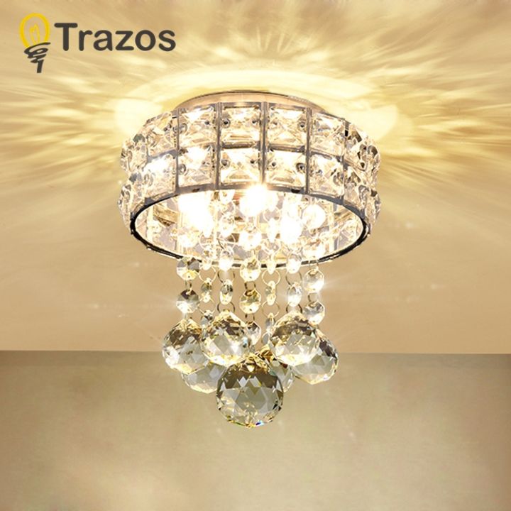 TRAZOS Postmodern Crystal LED Ceiling Lamp With Iron Glass Aisles ...