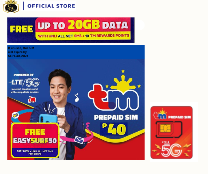 TM SIM LTE & 5G WITH FREE EASYSURF50 DATA | Lazada PH