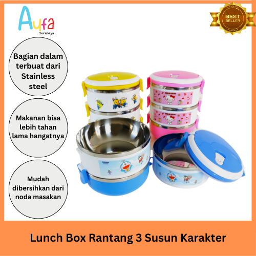 AUFA SURABAYA Lunch Box Rantang 3 Susun Karakter | Lazada Indonesia