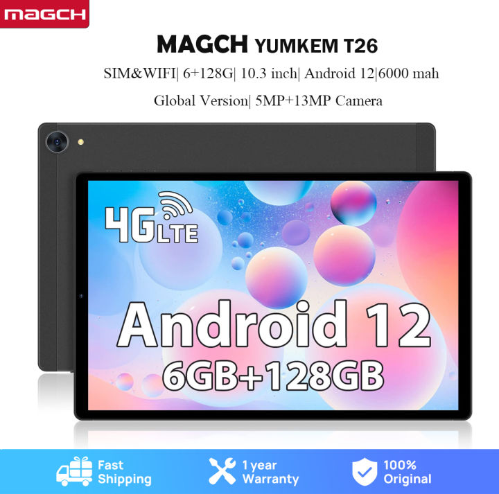 MAGCH-YUMKEM 2023 Newest Android 12 Tablet, 10.3 Inch 4G LTE Mobile ...