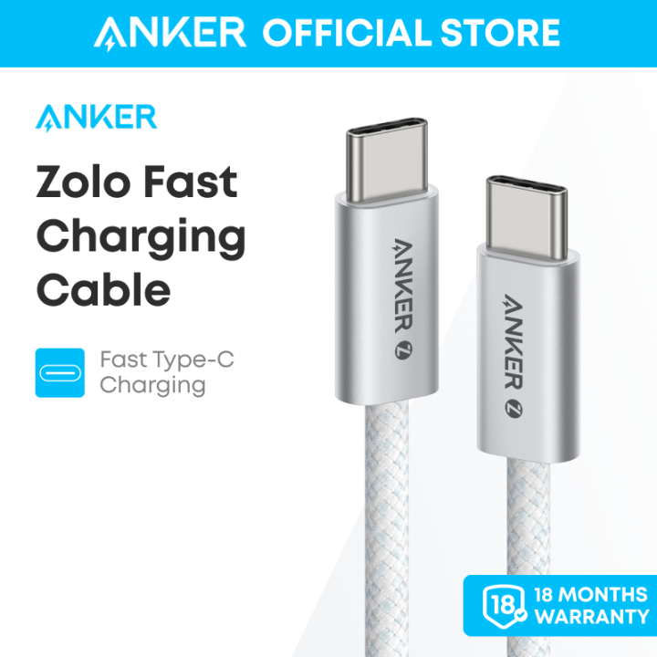 Anker Zolo PD 240W USB C to USB C Cable Braided and Dirt-Free Type C Fast Charging Cable, Slim ...