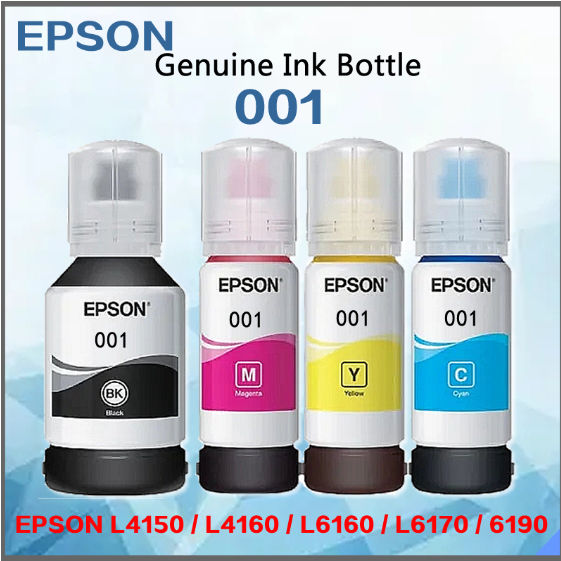 Epson 001 inks for L4150, L4160, L6160, L6170, L6190 Printer - BK/CY/MG ...