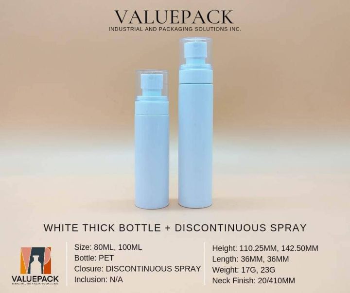 80ML/100ML WHITE TUBULAR PET BOTTLE + DISCONTINUOUS SPRAY + CLEAR COVER ...