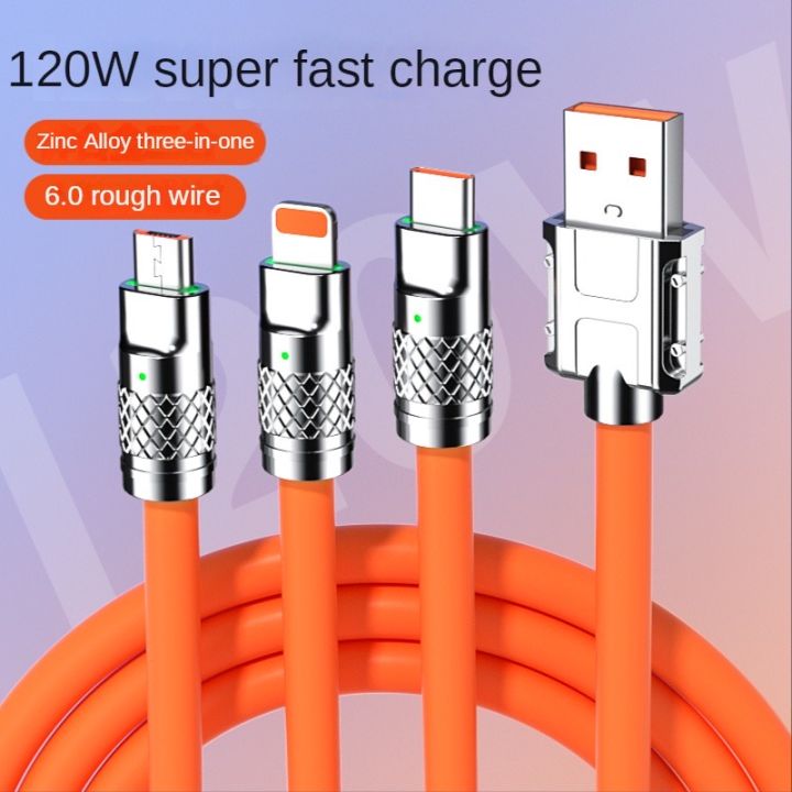 leo 120W 6A USB Silicone Cable Fast Charger for Micro USB, Type-C and ...