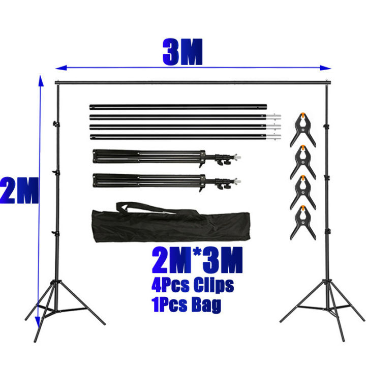 2x3m Heavy Duty Background Stand Backdrop Support System Kit with 4 ...
