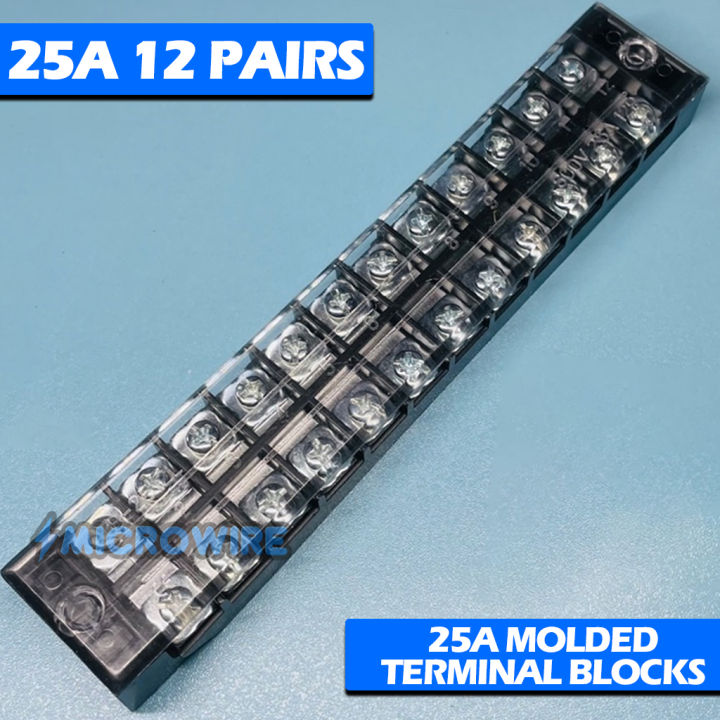 25a Terminal Block Molded Type Electrical Tb 2512 25a 600v 12 Pin