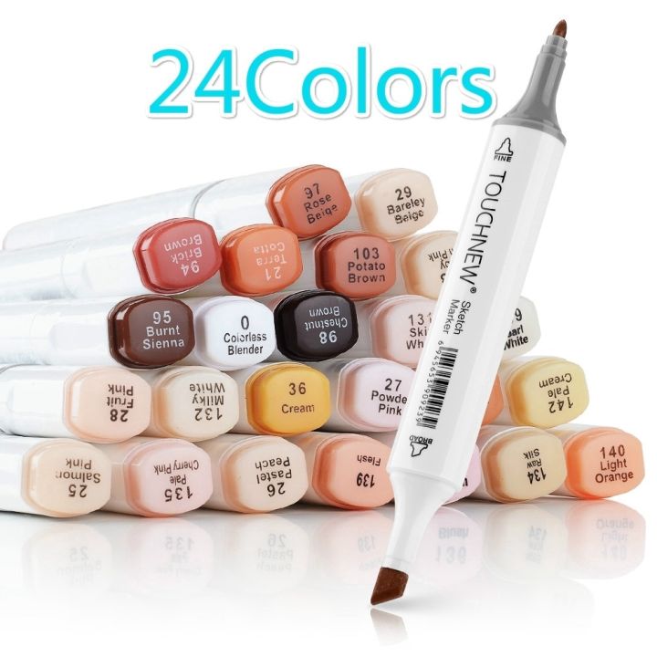【Ready】TouchNewเครื่องหมายศิลปินปากกา24สีBlendableแอลกอฮอล์ปากกาพู่กัน ...