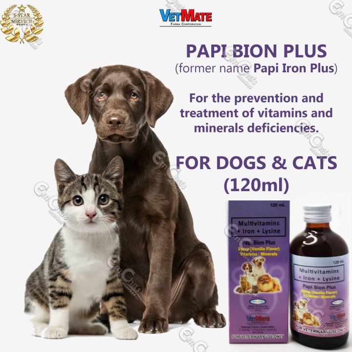 Papi BION PLUS 120ml(Formerly Papi IRON PLUS)B-Complex for Dogs Cats ...