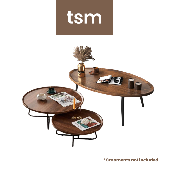 TSM Scandinavian Round Oval Wooden Coffee Table Nordic Design | Modern ...