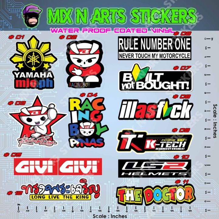 Motorcycle Decals 5 Laminated Vinyl Sticker SOLD PER PIECE motor ...