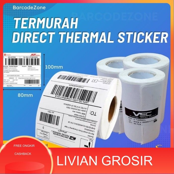 LG LABEL THERMAL STIKER 80 x 100 mm STICKER DIRECT THERMAL 80x100 -1 ...