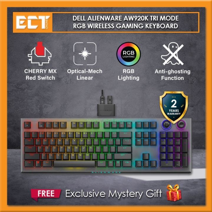 Dell Alienware AW920K Tri Mode RGB Wireless Gaming Keyboard (Grey ...