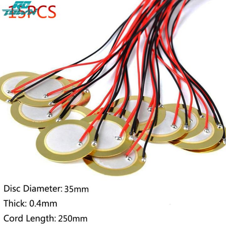 35mm Piezo Discs With 10" Leads Mic Drum Trigger Acoustic Piezo Pickup Buzzer Sounder Sensor ...