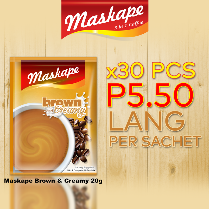 Maskape Brown and Creamy 3 in 1 Coffee 20g x 30 pcs | Lazada PH