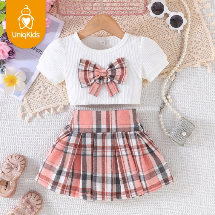 Uniqkids Terno for Kids 2-7 Years Old Fashion Bubble Puff Sleeve Bow ...