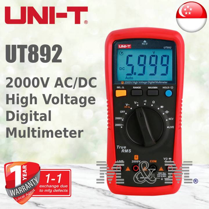 UNI-T UT892 2000V AC/DC High Voltage Digital Multimeter | Lazada Singapore