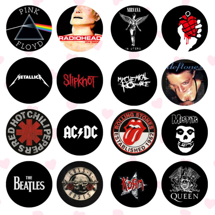 Rock Bands Button Pins Punk Emo Grunge Metal Hard Rock Classic rock Nu ...
