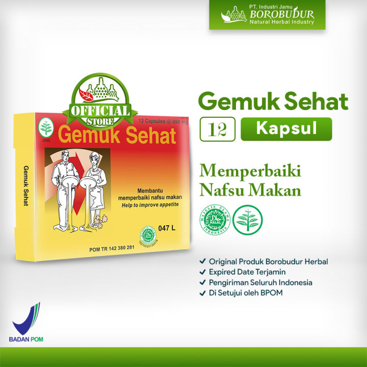 Borobudur Herbal Gemuk Sehat 12 Kapsul - Membantu memperbaiki nafsu ...