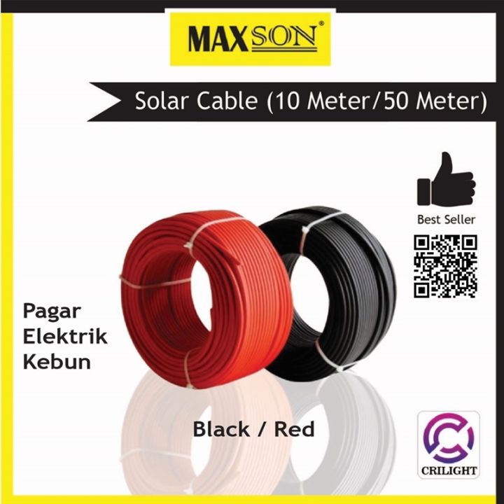 Kabel Suria Cahaya 6MM (10 METER / 50 METER) (hitam & merah) Elektrik ...