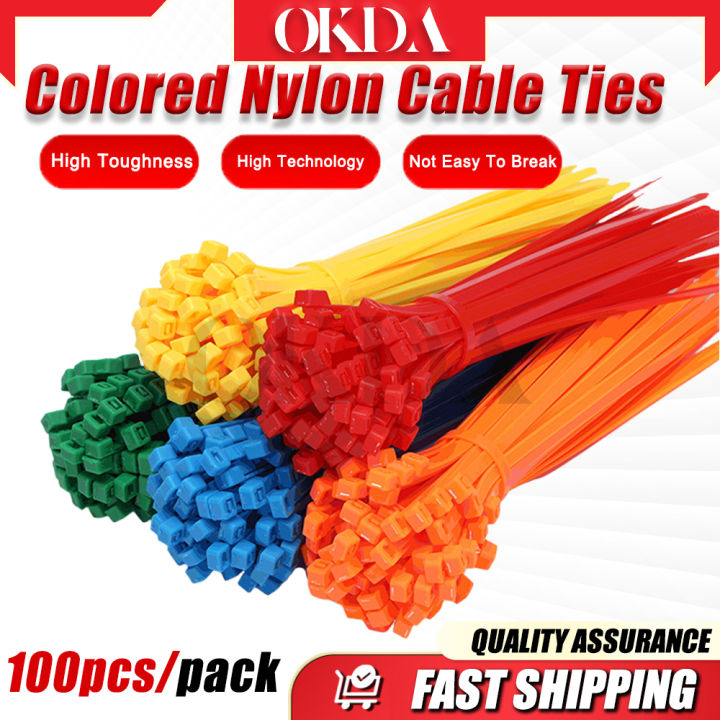 100pcs Multi-Color Cable Tie Nylon Cable Tie For Deco Mesh Wreath ...
