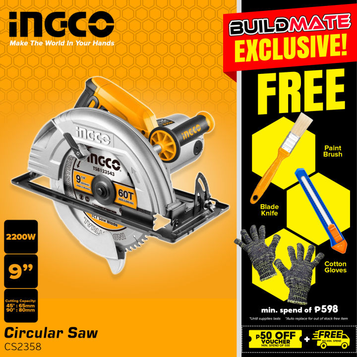 INGCO Circular Saw 9 inch 2200W CS2358 - BUILDMATE - IPT | Lazada PH