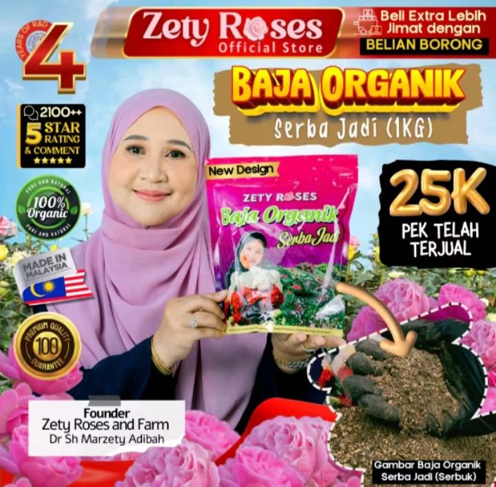 ♦Baja Organik Zety Roses 1KG Sesuai Untuk Semua Tanaman Bunga Sayur ...