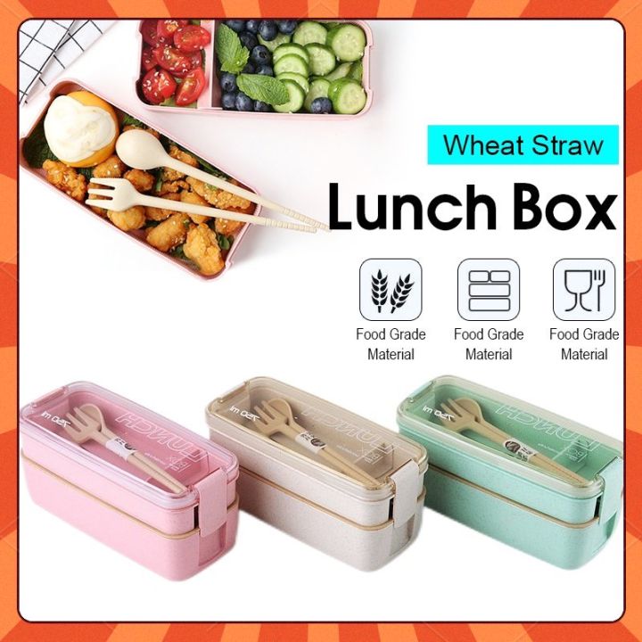 Microwave Wheat Straw Lunch Box 2 Layer3Layer Portable Picnic Food ...