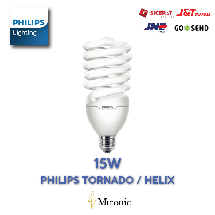 Lampu Philips Helix 15 Watt E27 90V-250V | Philips Tornado Spiral 15 W ...