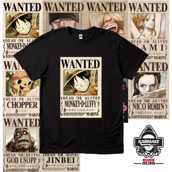 Kaos Baju Anime ONE PIECE POSTER WANTED LUFFY ZORO SANJI MUGIWARA CREW ... Kaos Baju Anime ONE PIECE POSTER WANTED LUFFY ZORO SANJI MUGIWARA CREW ...