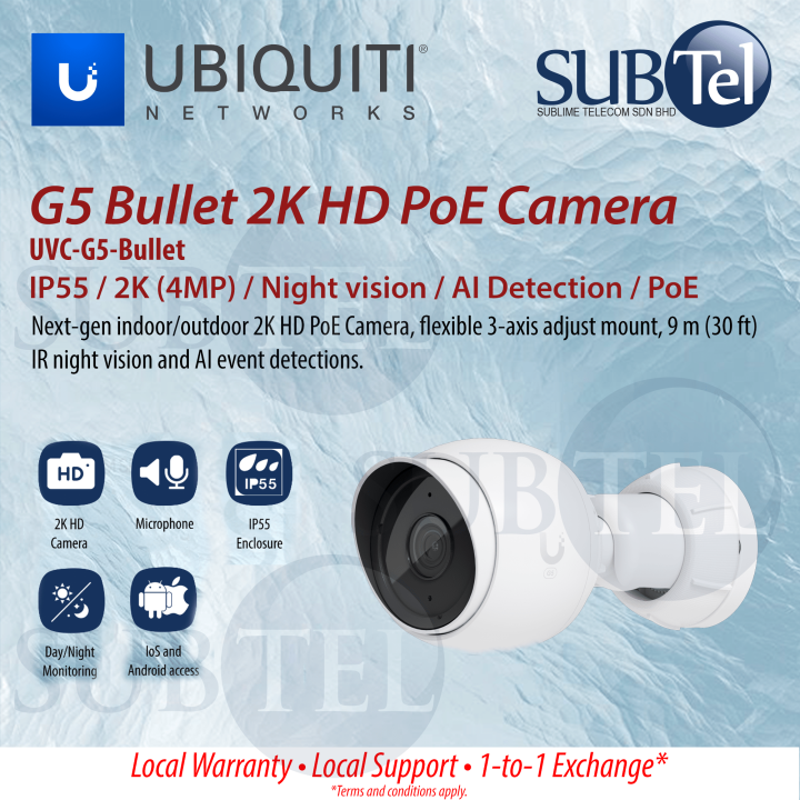 Ubiquiti G5 Bullet UVC-G5-Bullet 2K PoE CCTV Camera Outdoor IP55 with ...