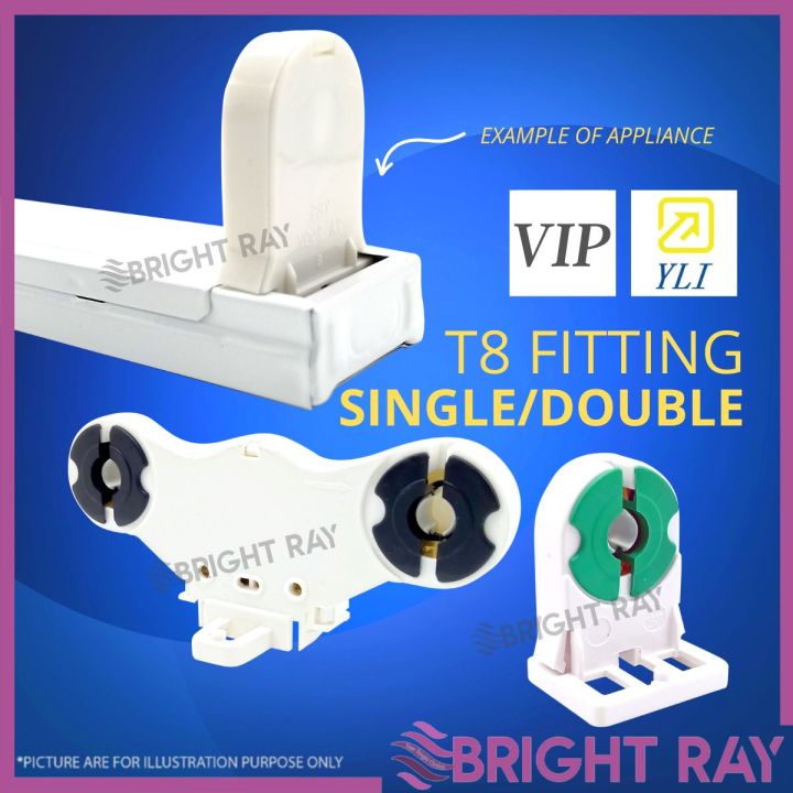 1PC YLI/ VIP T8 Single / Double Led Fitting Holder Tube Holder Lampu ... 1PC YLI/ VIP T8 Single / Double Led Fitting Holder Tube Holder Lampu ...