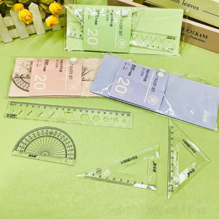DC-2296 Soft Ruler 4-piece set Statoinery Ruler Set with pouch for ...