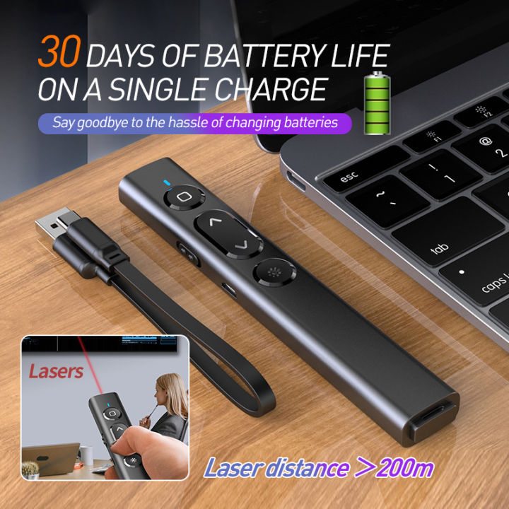 Clicker for Powerpoint Presentation Pointer with Laser USB Wireless Rechargeable Presenter ...