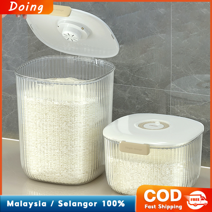 5Kg/10Kg Transparent Airtight Rice Storage Box Rice Bucket Rice ...