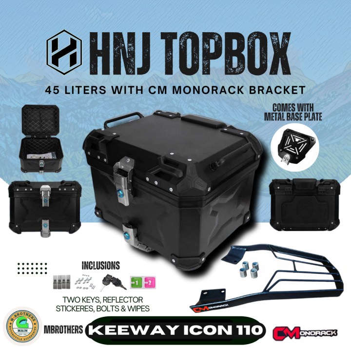 Set Keeway Icon 110 Monorack Bracket With Top Box set - 30L, 32L, 36L ...