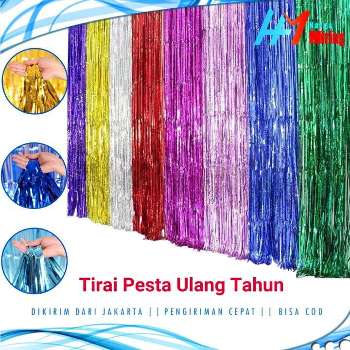 Tirai Pesata Ulang Tahun Tirai Rumbai Plastik/Foil Curtain Chrome Foil ...