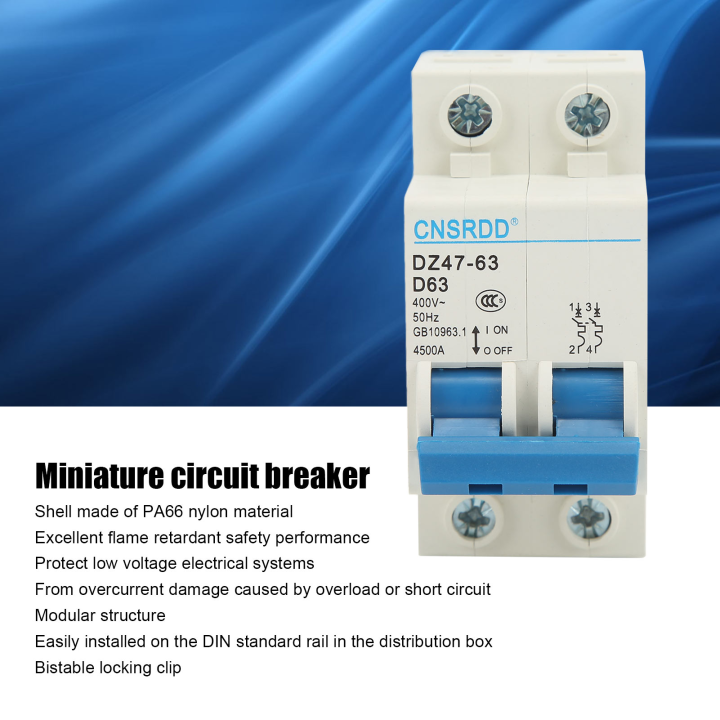 Miniature Circuit Breaker 2 Position DIN Rail Mount Residual Current Isolator AC 400V 63A ...