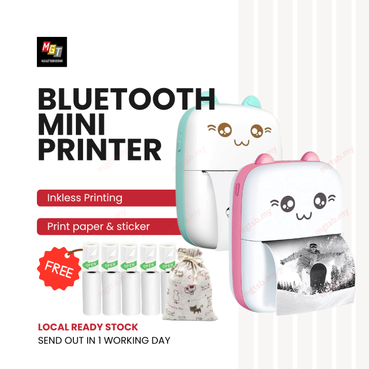Portable Mini Printer Mesin Sticker Wireless Bluetooth Thermal Sticker ...