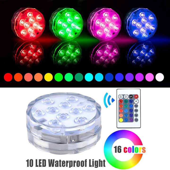HOME WI 10 Leds ใต้น้ำ RGB LED Submersible Pool Light Float Swimming ...